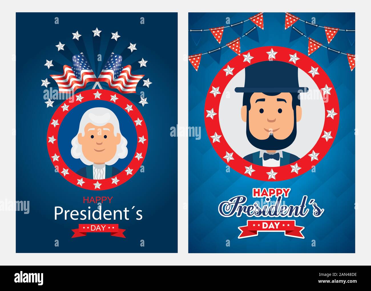 Men avatars cartoons of usa happy presidents day vector design Stock ...