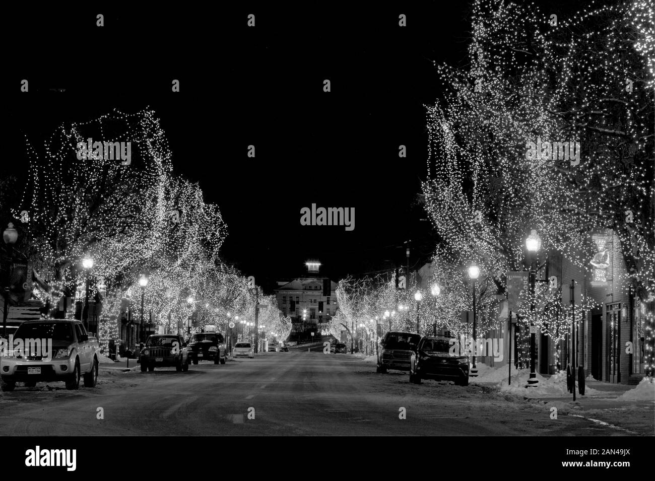 Downtown Littleton Colorado decorated for the holiday season Stock ...