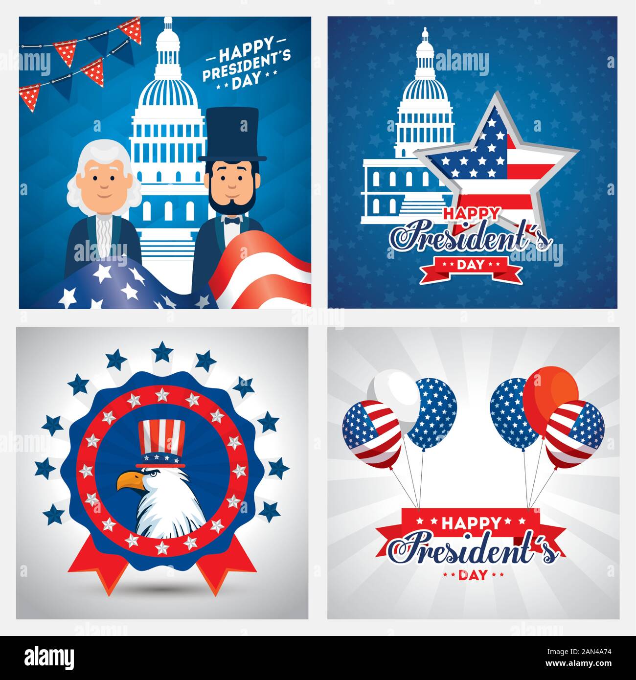 Men avatars cartoons of usa happy presidents day vector design Stock ...