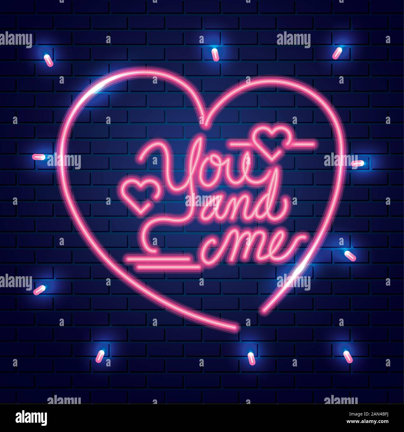 you and me lettering of neon light Stock Vector Image & Art - Alamy