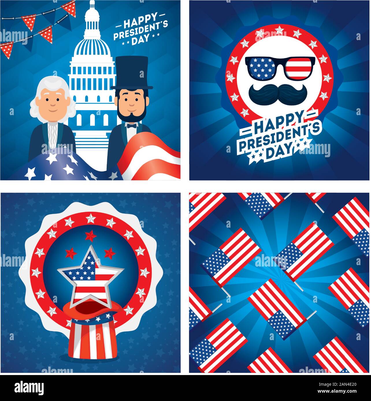 Men avatars cartoons of usa happy presidents day vector design Stock ...