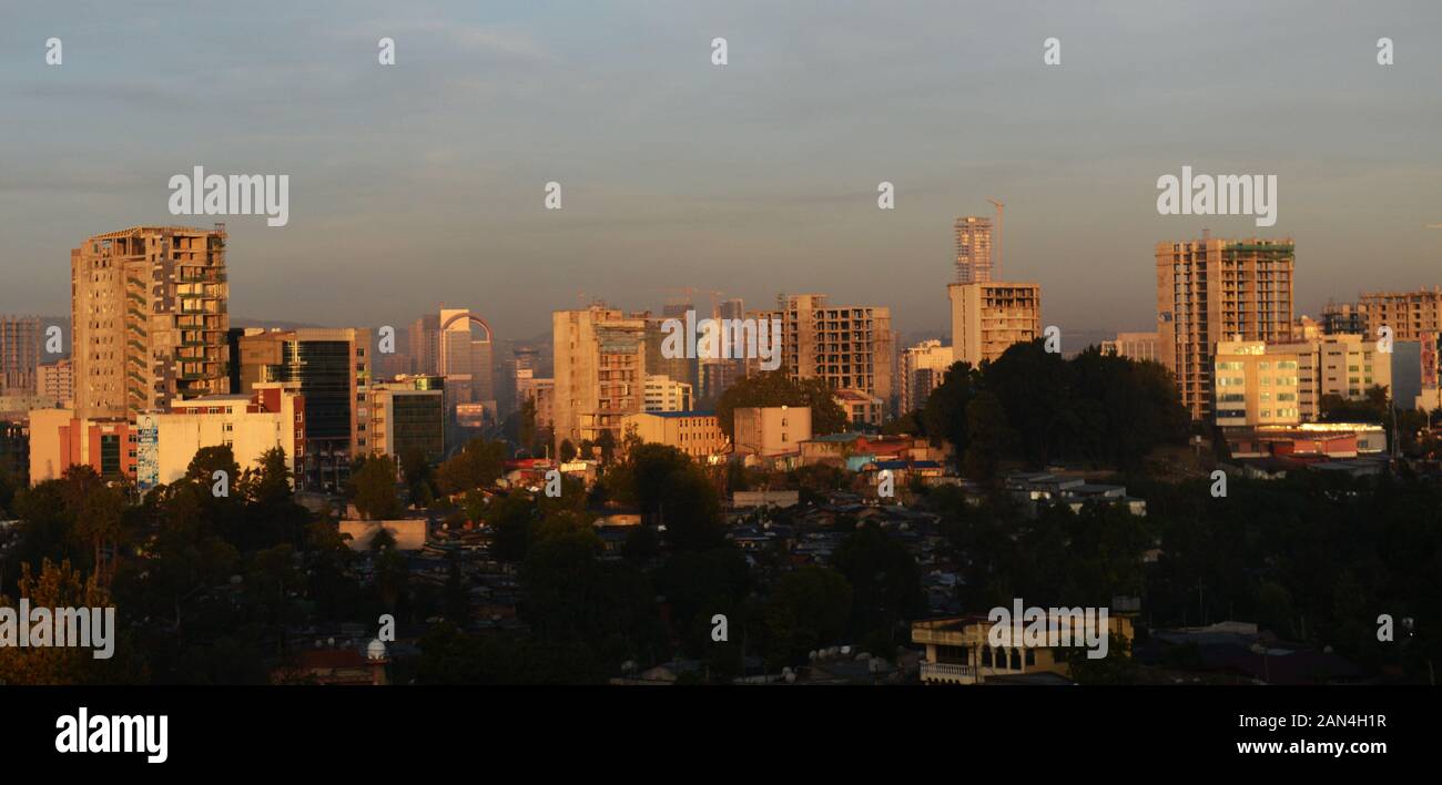The rapidly changing skyline of Addis Ababa, Capital of Ethiopia Stock ...