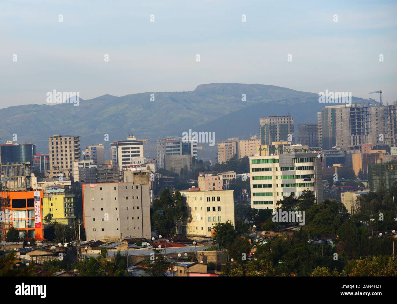 The rapidly changing skyline of Addis Ababa, Capital of Ethiopia Stock ...