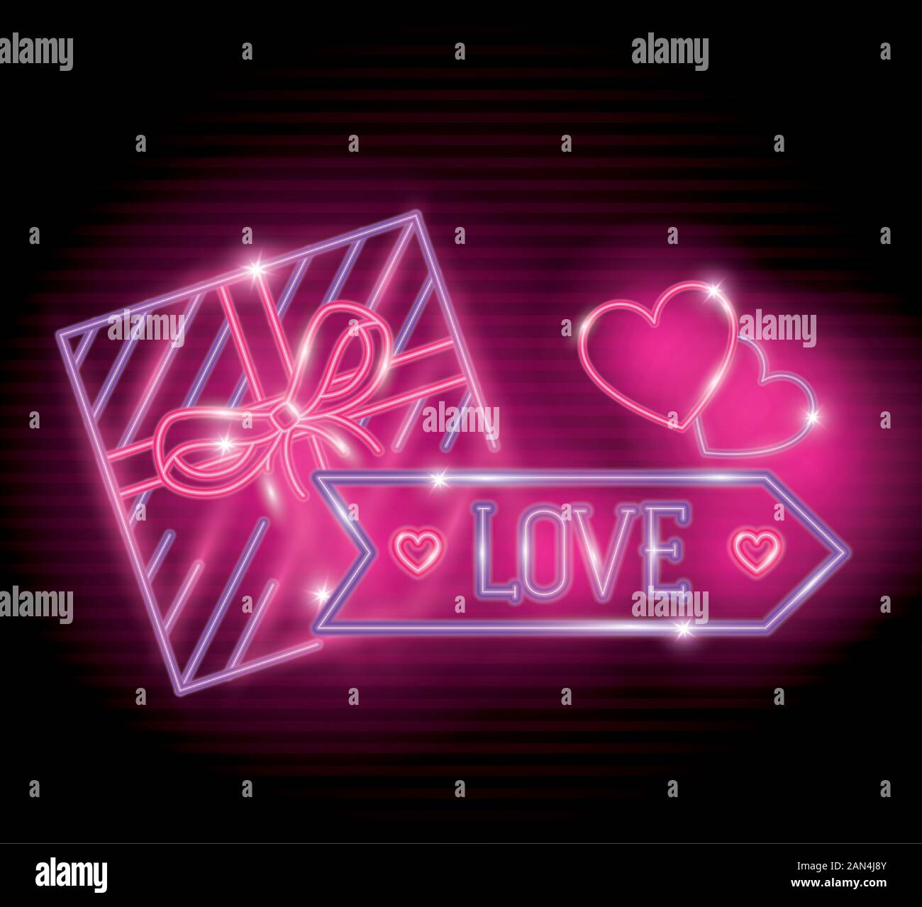 set of valentine icons in neon light Stock Vector Image & Art - Alamy