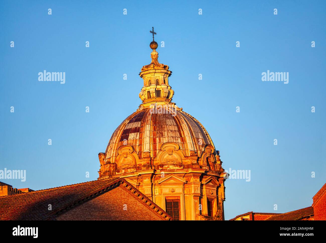 Details of old church cupola in Rome Stock Photo - Alamy