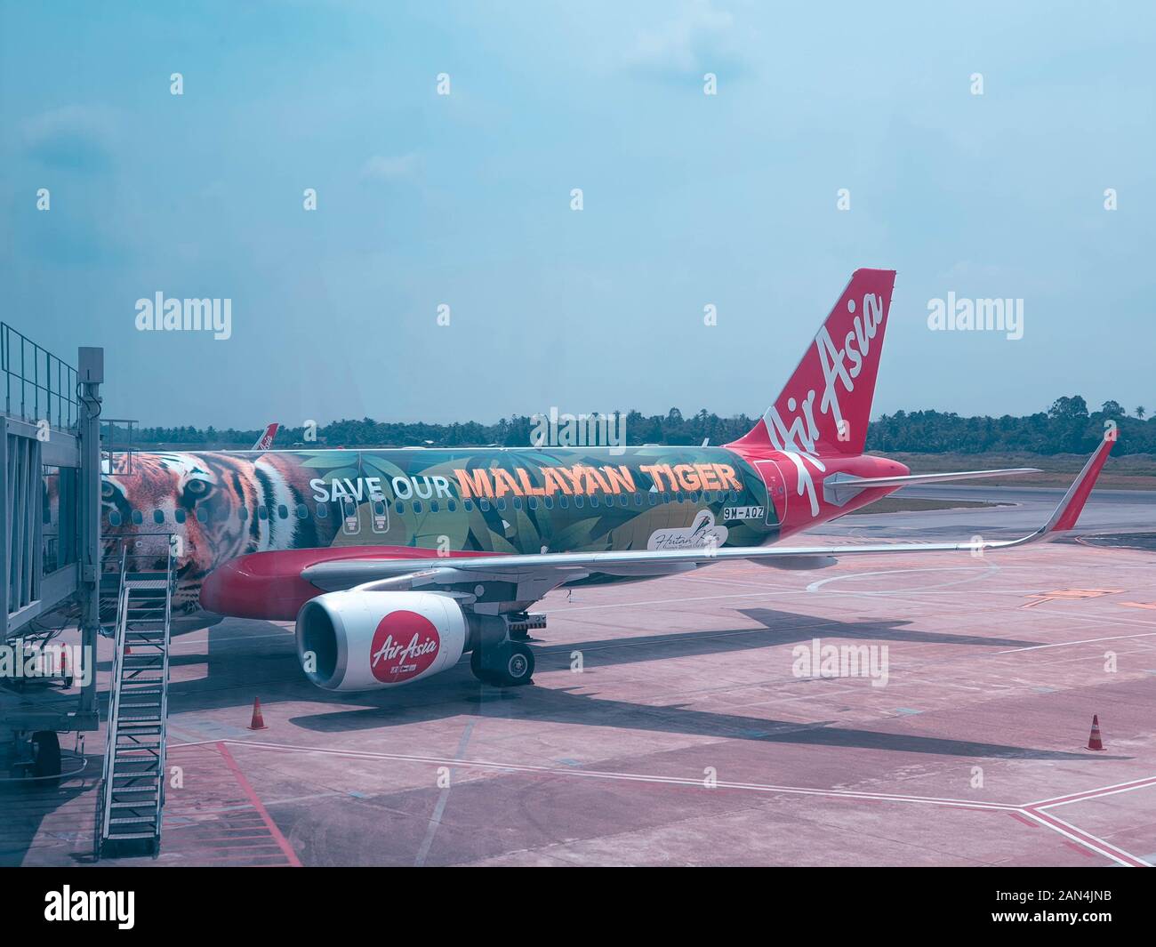AirAsia "Save Our Malayan Tiger" Livery 9M-AQZ Airbus A320 Stock Photo ...