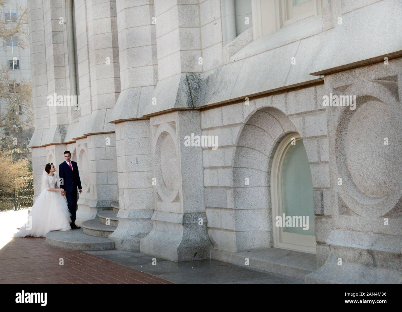 Mormon Couple Married on the Steps of the Mormon Temple at the Temple ...