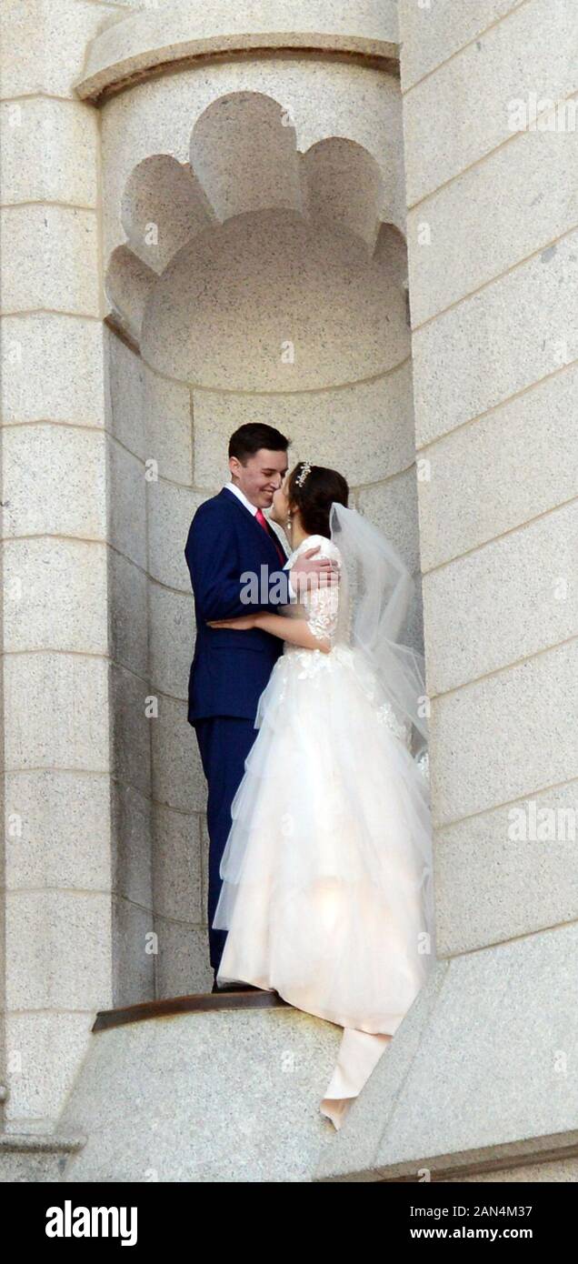 Mormon Couple Married on the Steps of the Mormon Temple at the Temple ...