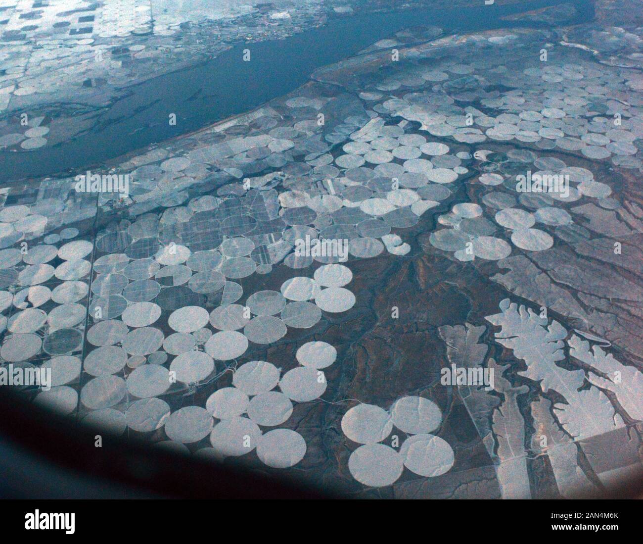 Aerial view circular fields irrigation hi-res stock photography and ...