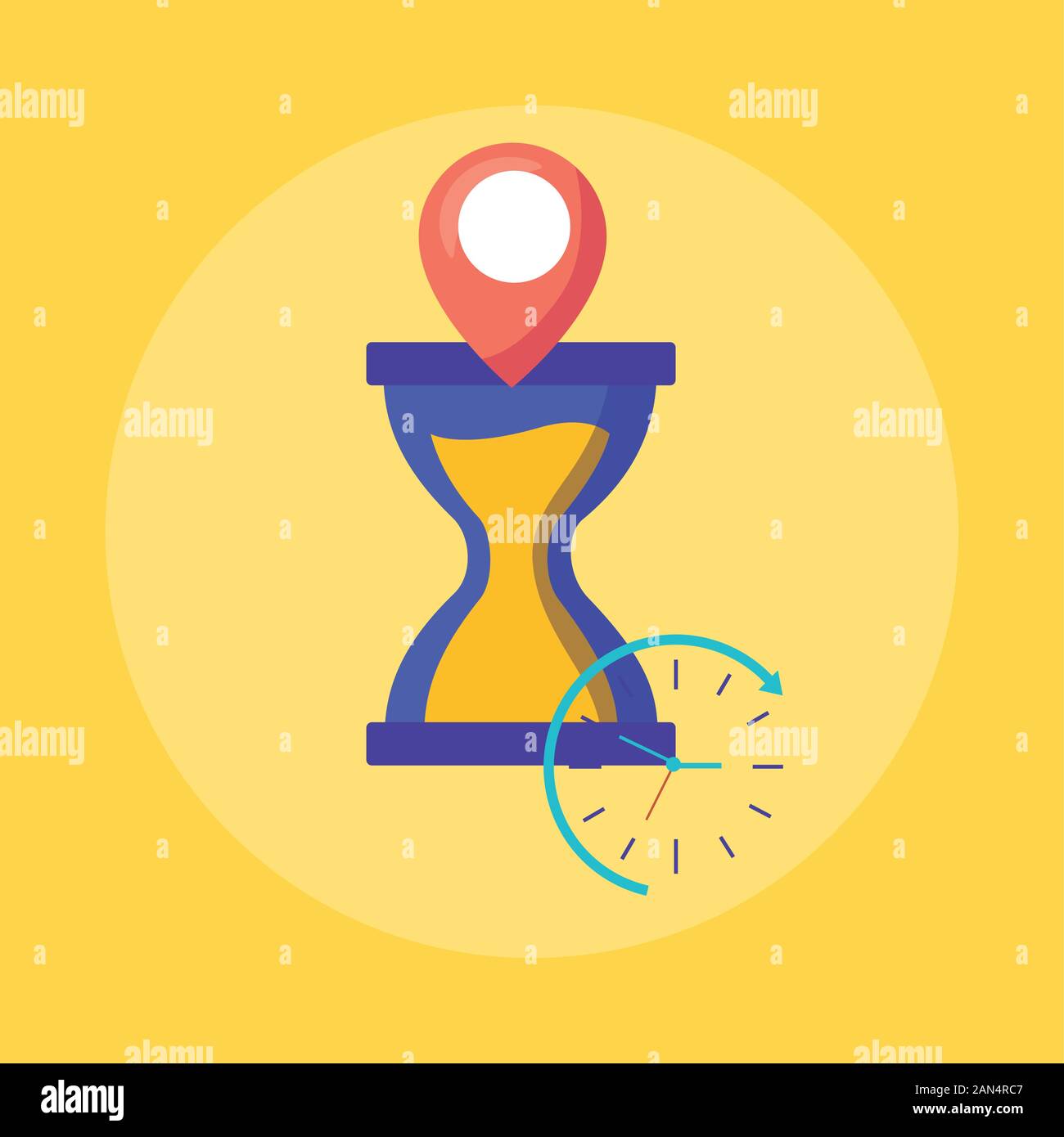 logistic delivery service with hourglass and pin location Stock Vector ...