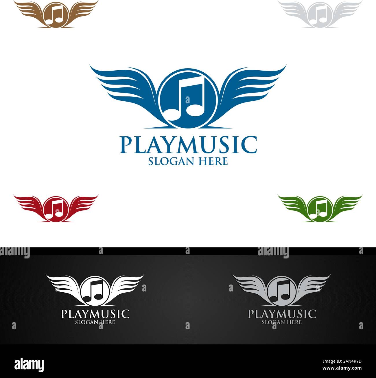 Music Logo with Note and Wing Concept Stock Vector Image & Art - Alamy