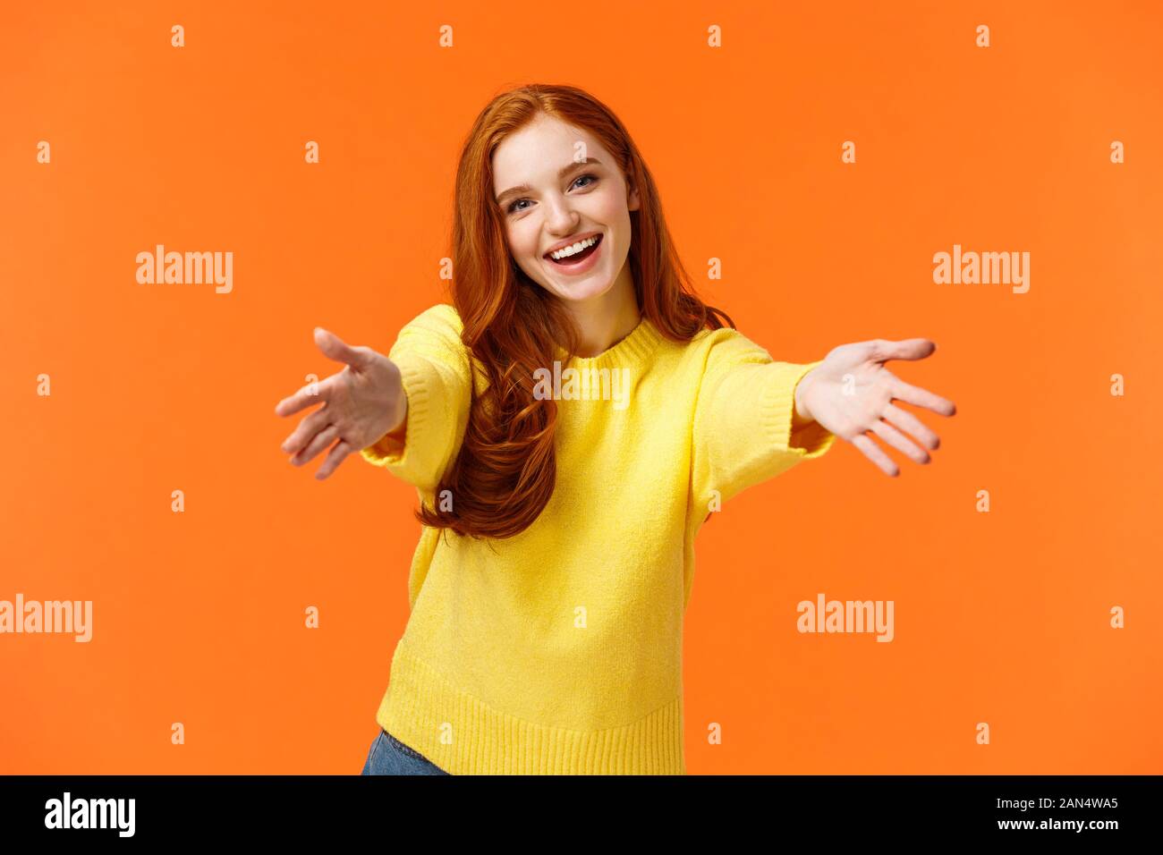 Holidays, family and relationship concept. Tender, gorgeous redhead ...