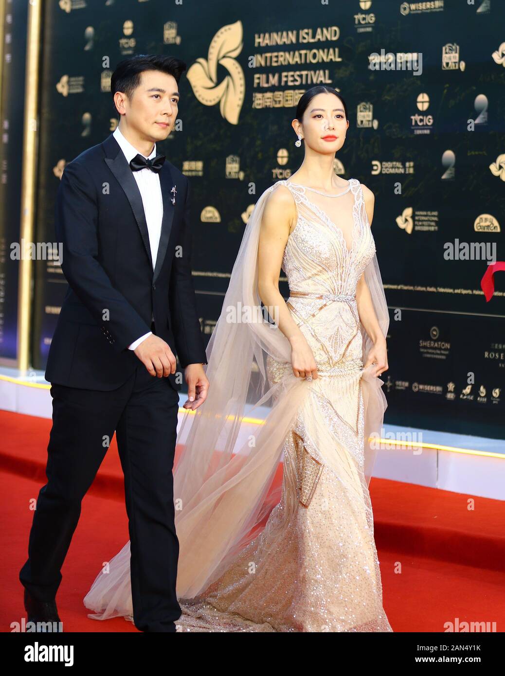 Chinese actors Bao Jianfeng, left, and Swiss-born British actress and ...