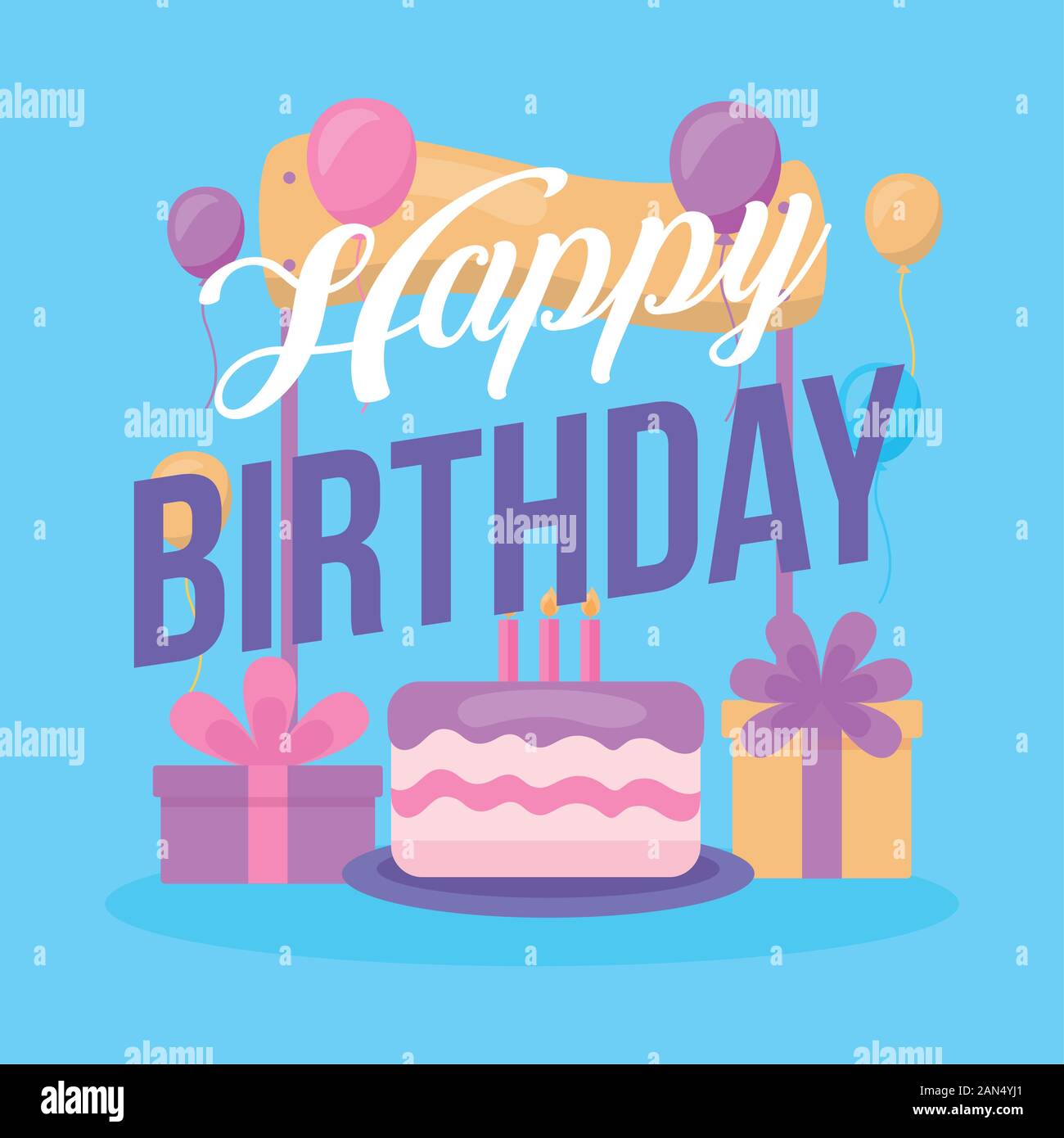 happy birthday celebration card with sweet cake Stock Vector Image ...