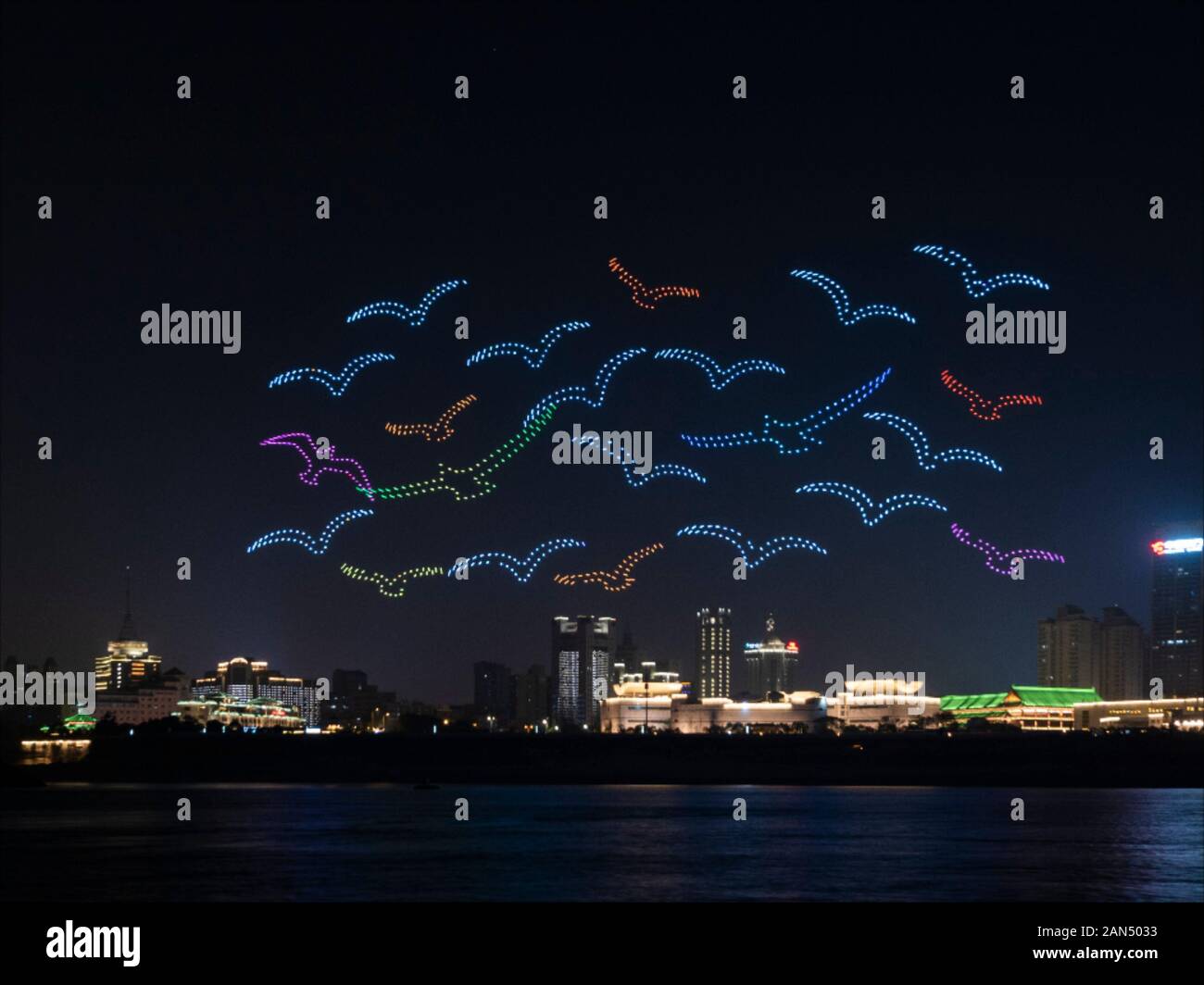 Over 1000 drones are deployed over Gan River to compose various ...