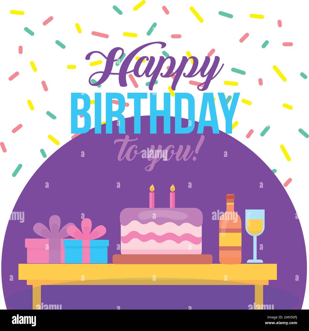happy birthday celebration card with sweet cake Stock Vector Image ...