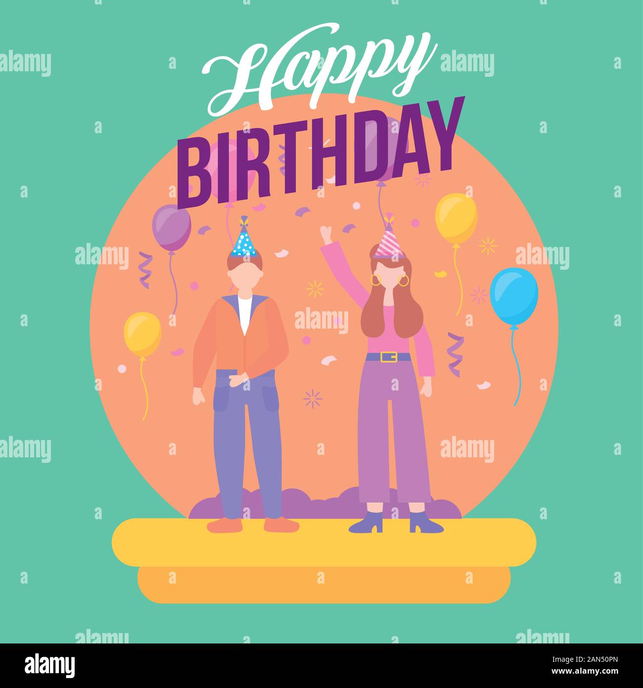 happy birthday couple party celebration Stock Vector Image & Art - Alamy