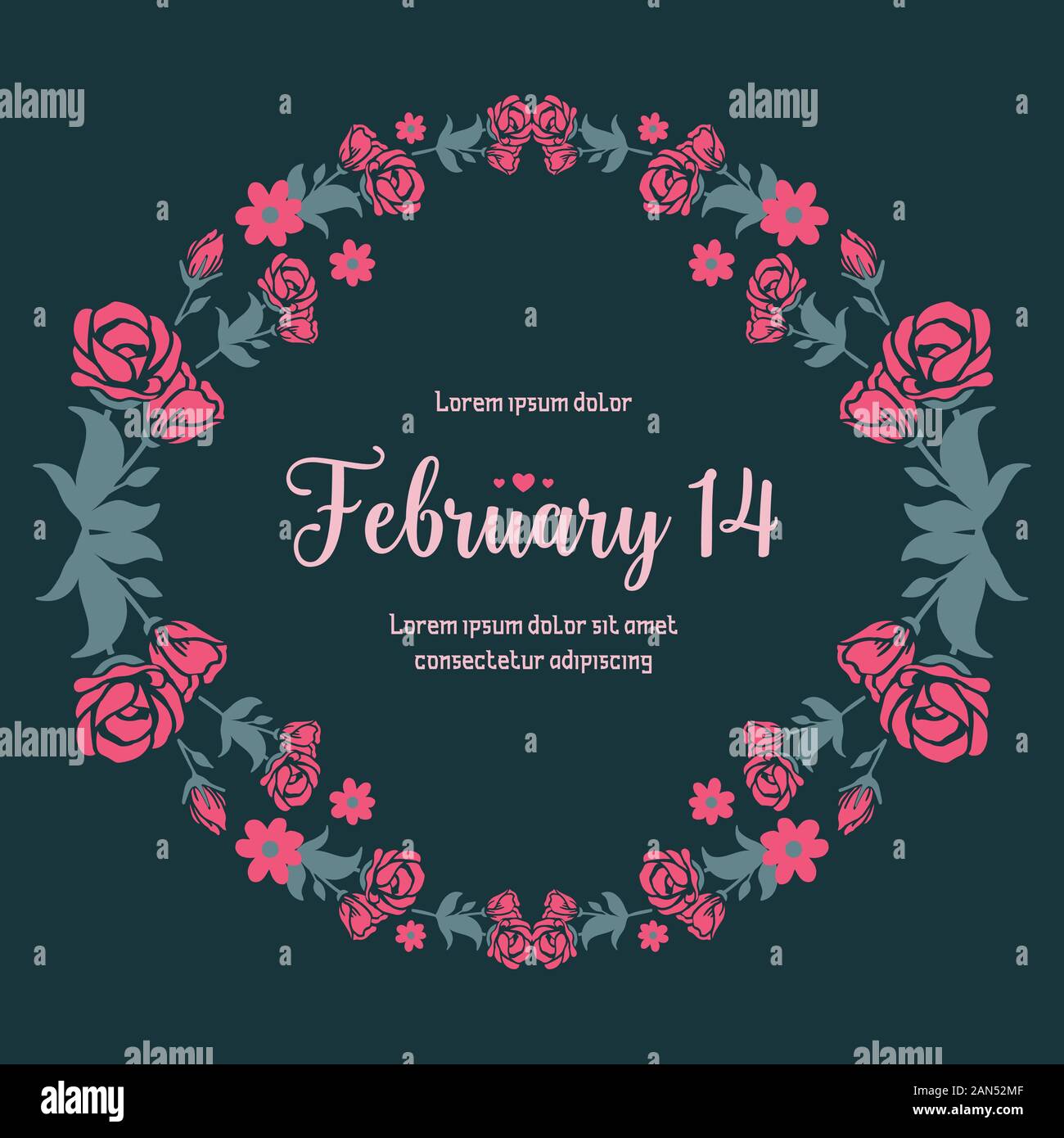 Simple shape of leaf and red rose flower frame, for seamless 14 ...