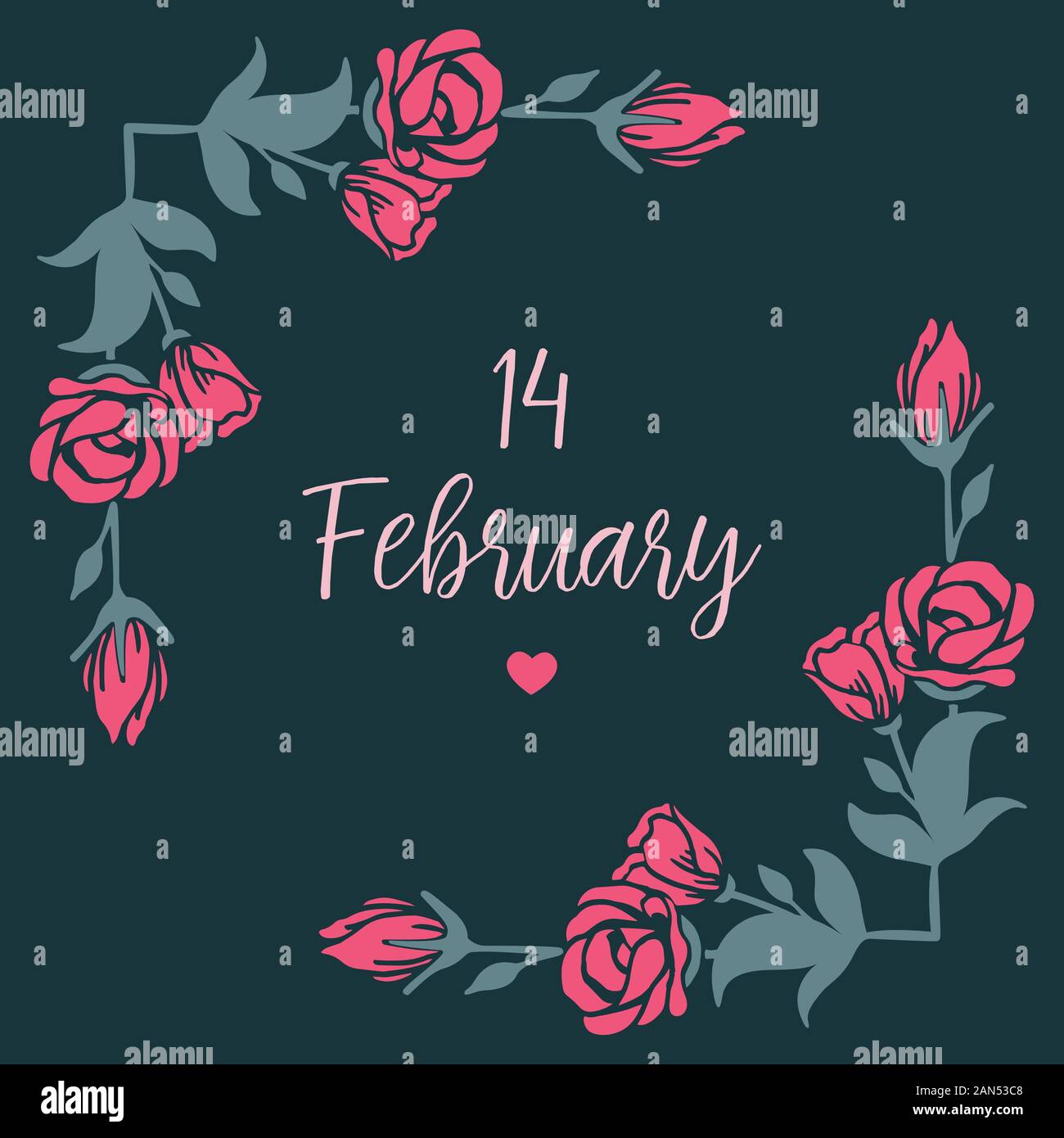 Romantic pattern red rose flower frame, for elegant 14 February ...