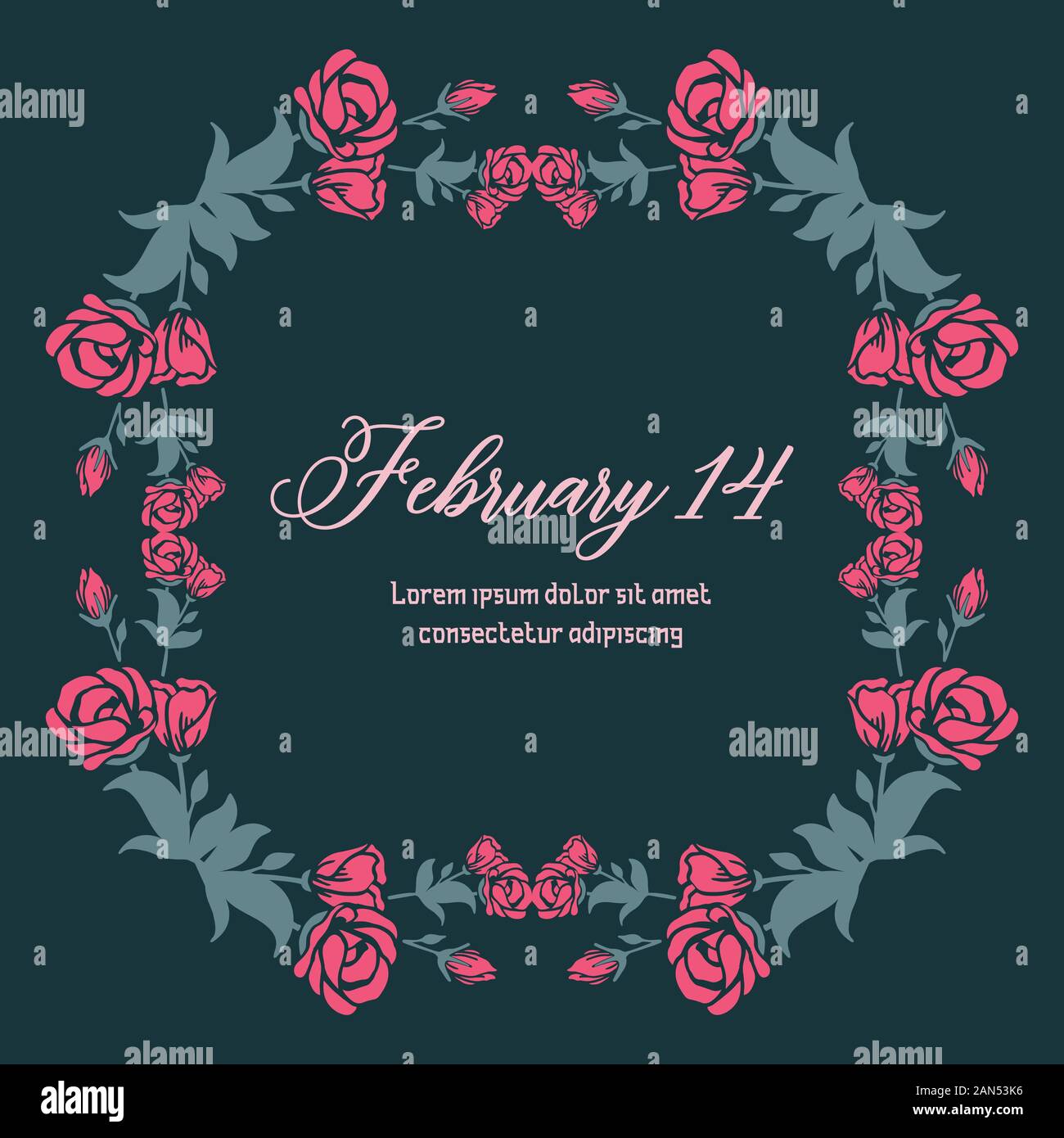 Beautiful Design of leaf and red rose floral frame, for of romantic 14 ...
