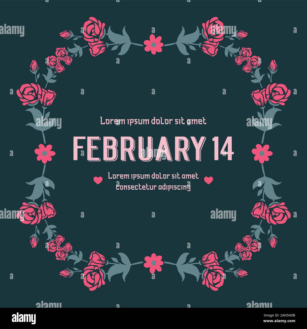 Celebration invitation card design for 14 February, with romantic ...