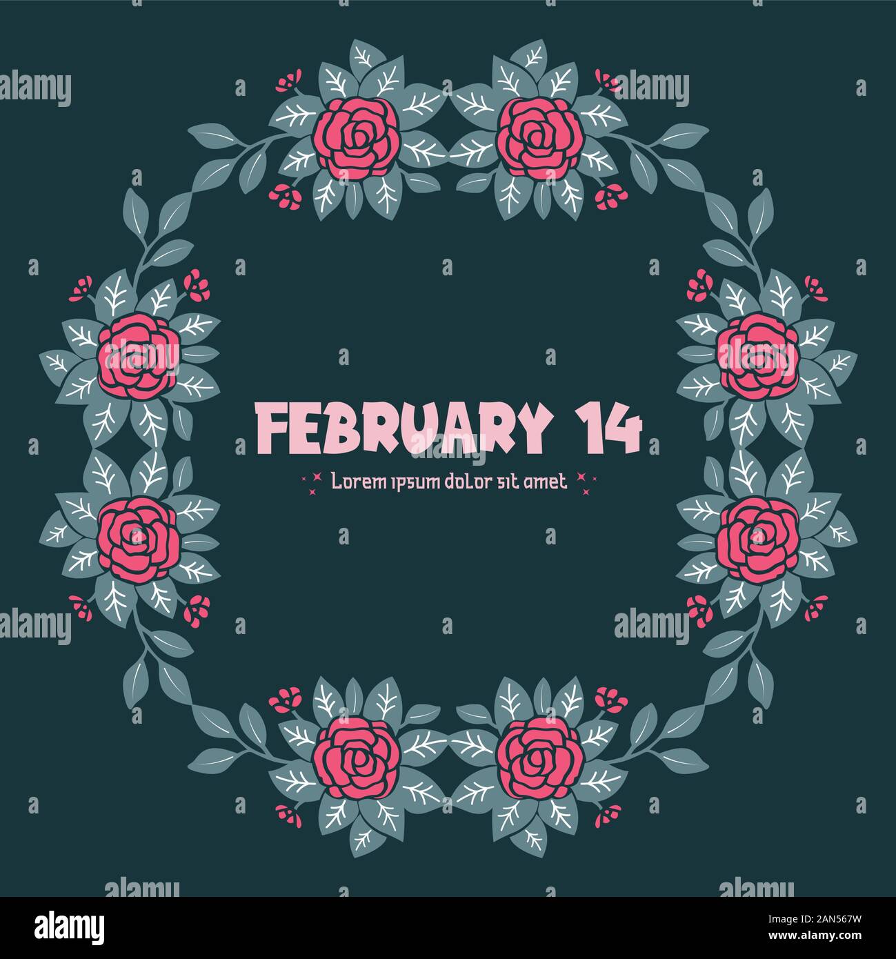 Beautiful pink rose flower frame and unique leaf pattern, for 14 ...