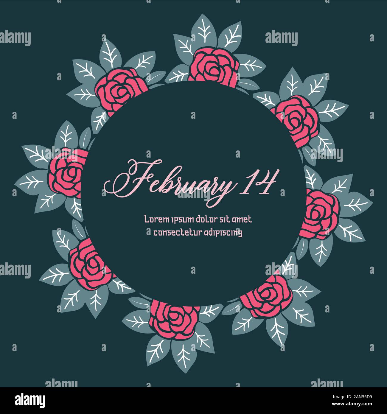 Beautiful pink rose flower frame and unique leaf pattern, for 14 ...