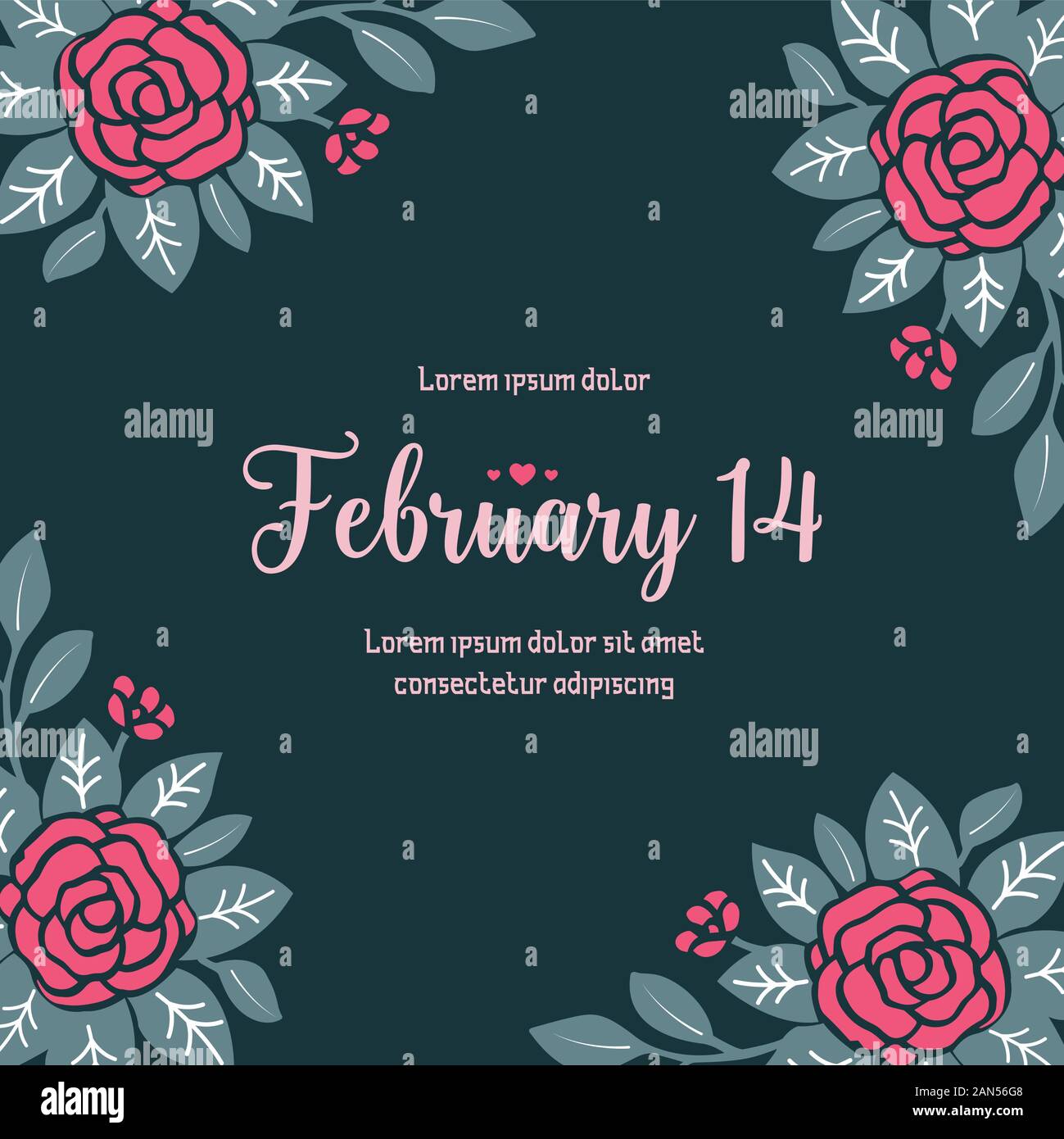 Pattern shape elegant of leaf and rose flower frame, for romantic 14 ...