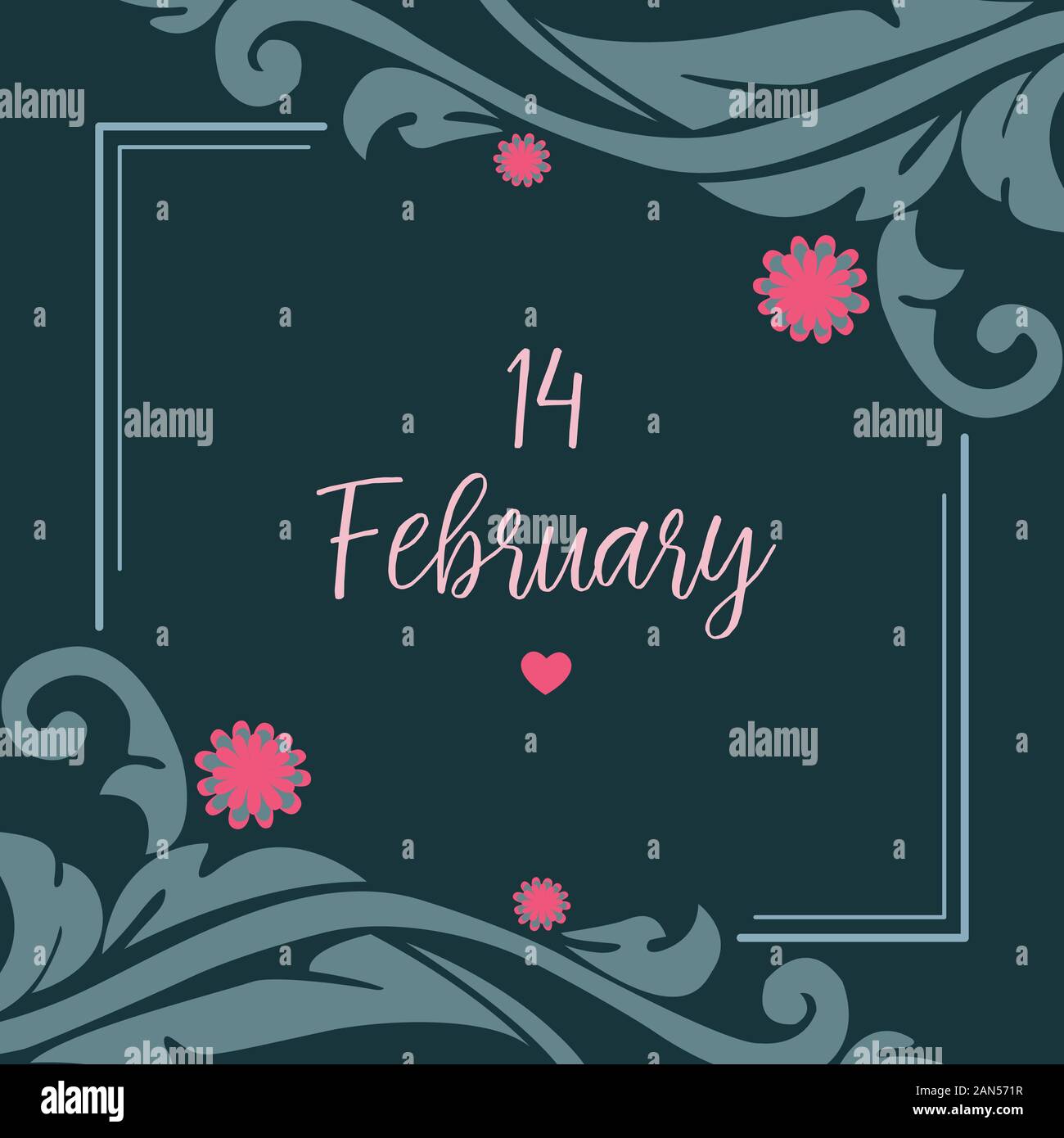 Unique shape leaf and floral frame, isolated on elegant dark blue ...