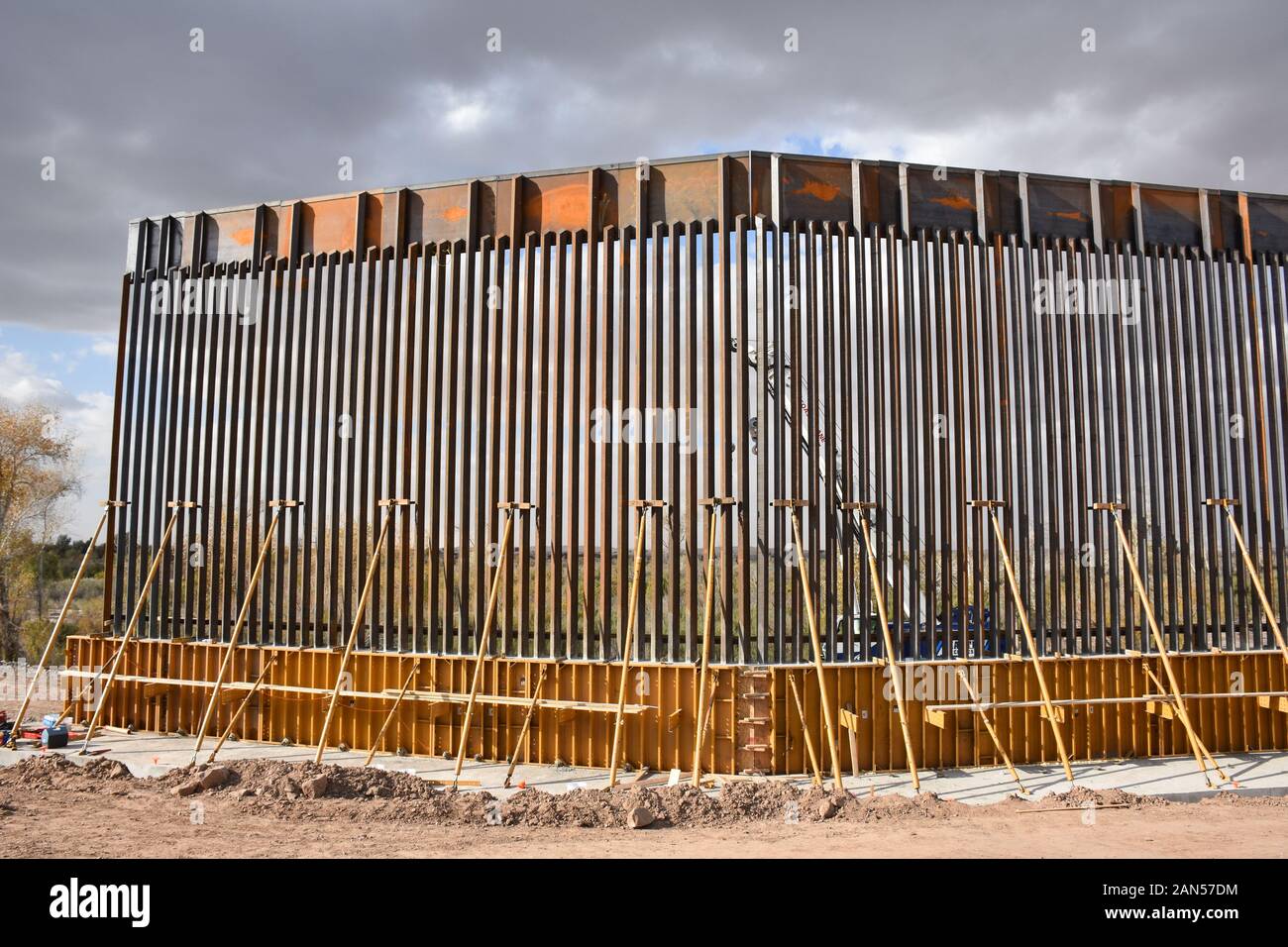 Steel bollard barrier panels are installed in conjunction with a ...