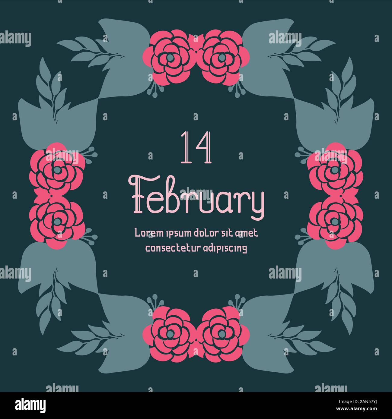 Beautiful Ornament of rose floral frame, for elegant 14 February ...