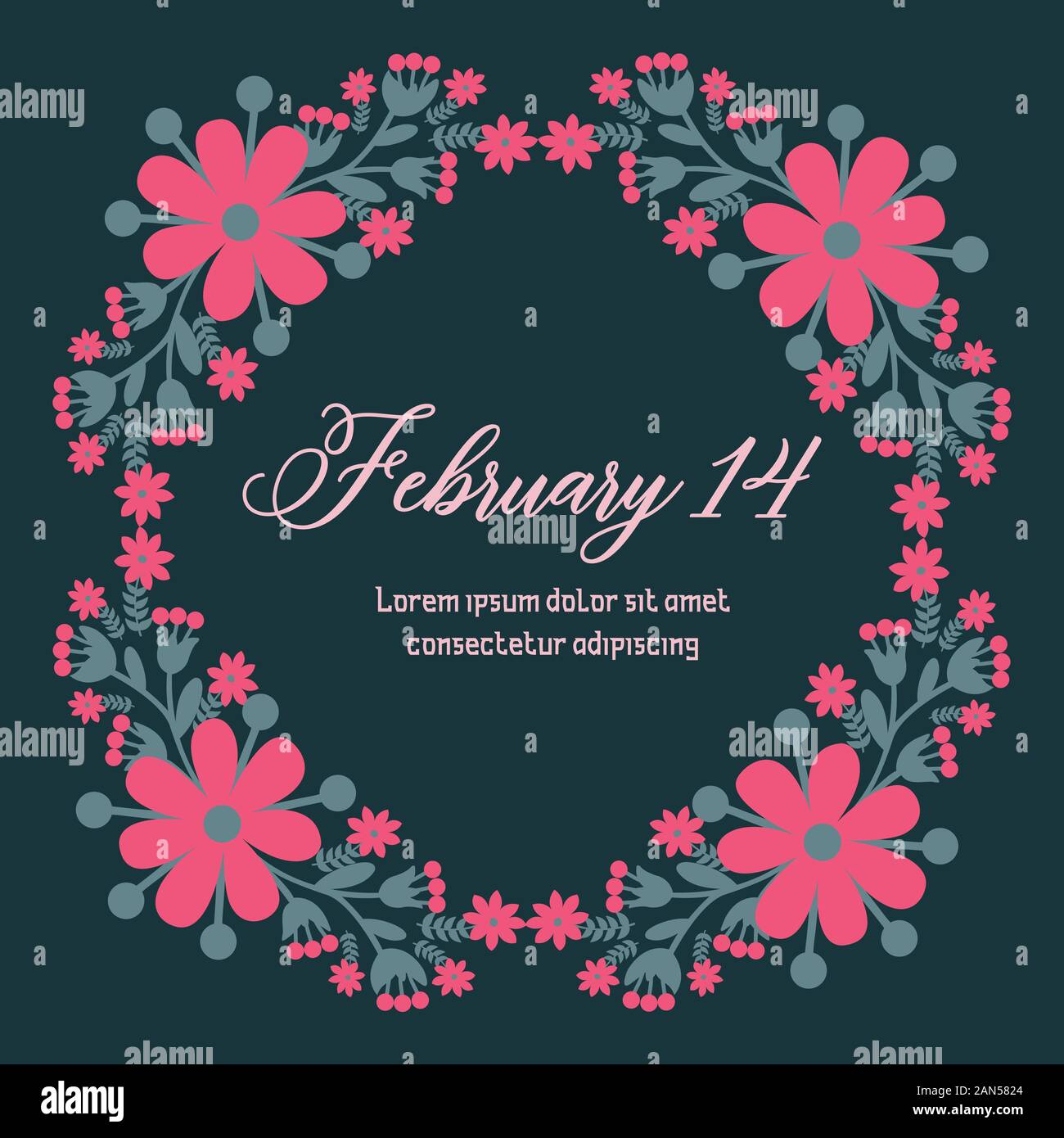 Crowd of beautiful leaf and flower frame, for 14 February poster ...