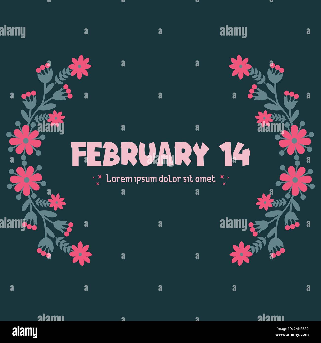 Crowd of beautiful leaf and flower frame, for 14 February poster ...