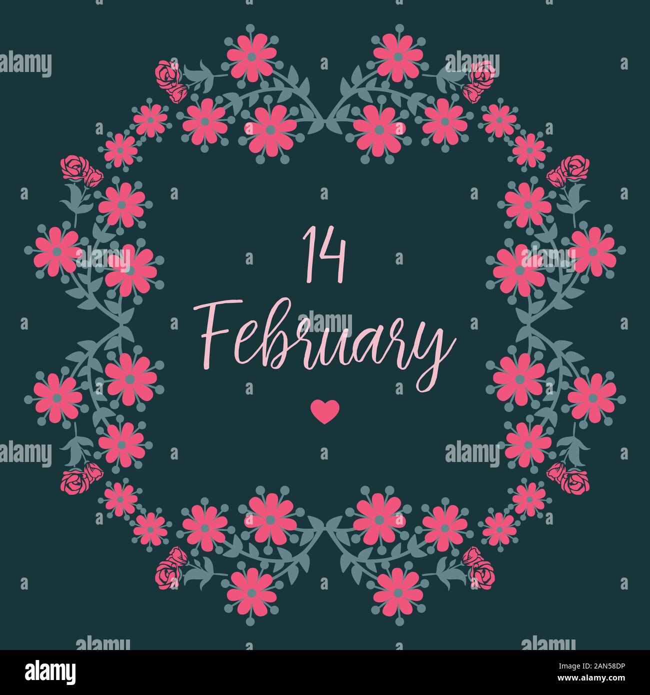 Elegant Ornament of leaf and floral frame, for romantic 14 February ...