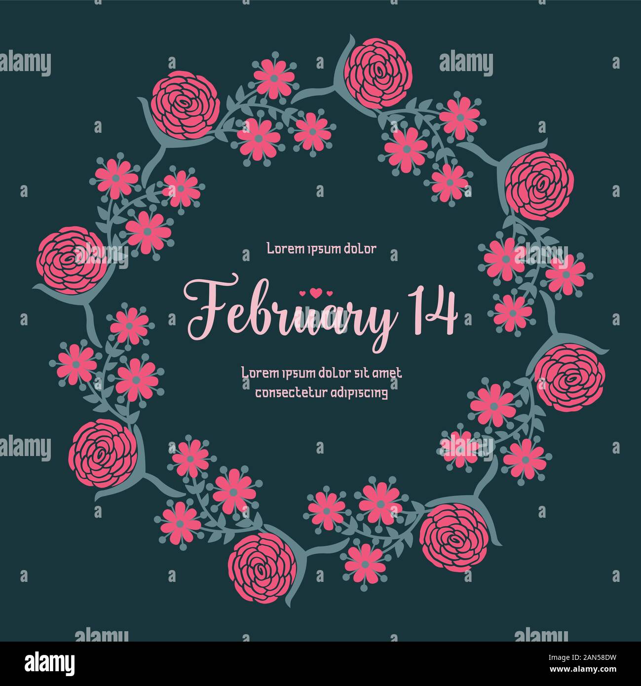 Elegant Ornament of leaf and floral frame, for romantic 14 February ...