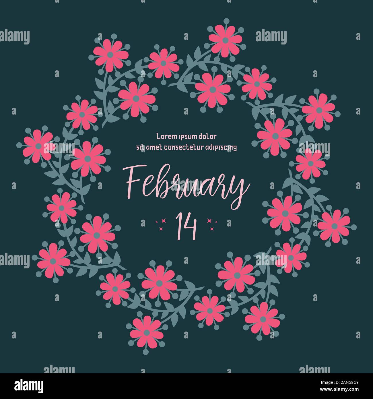 Elegant Ornament of leaf and floral frame, for romantic 14 February ...