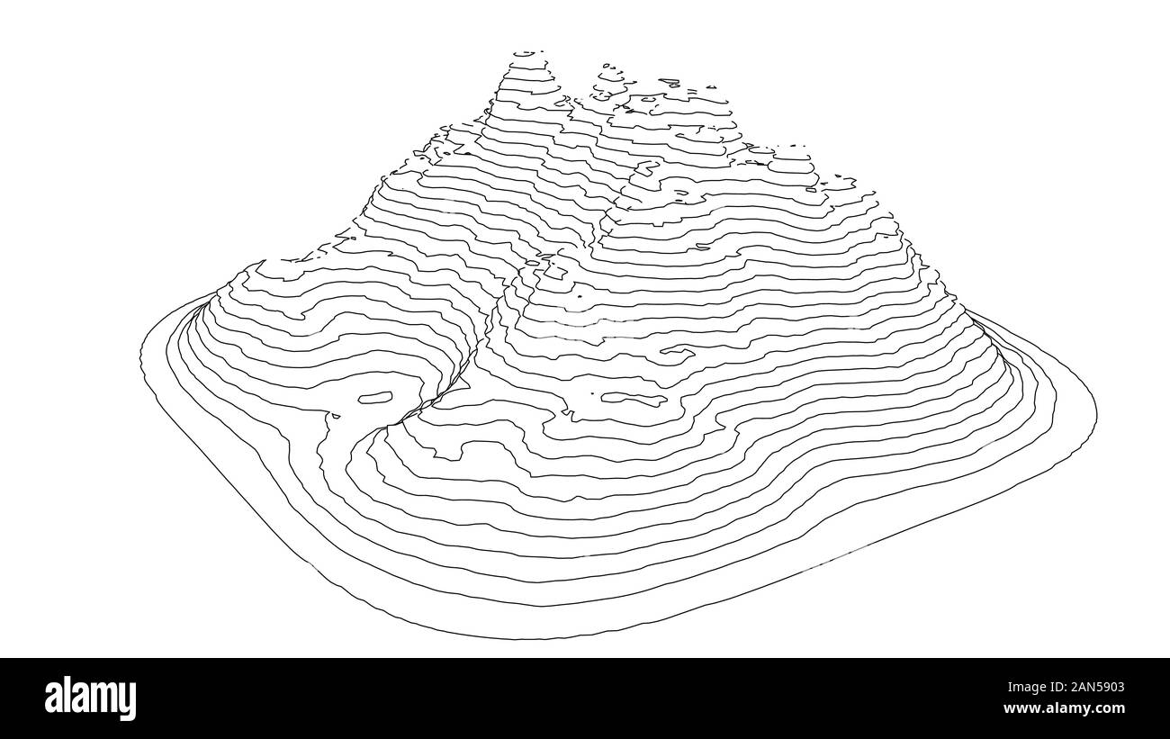 Curve lines in the shape of a part of a mountain range. Vector ...