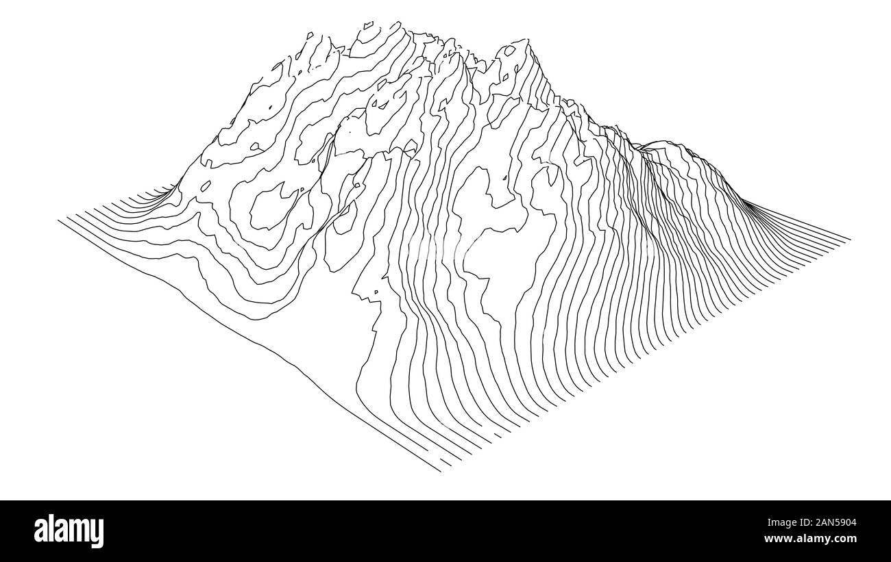 Curve lines in the shape of a part of a mountain range. Vector ...