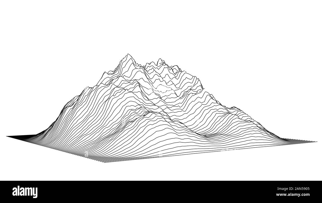Curve lines in the shape of a part of a mountain range. Vector ...