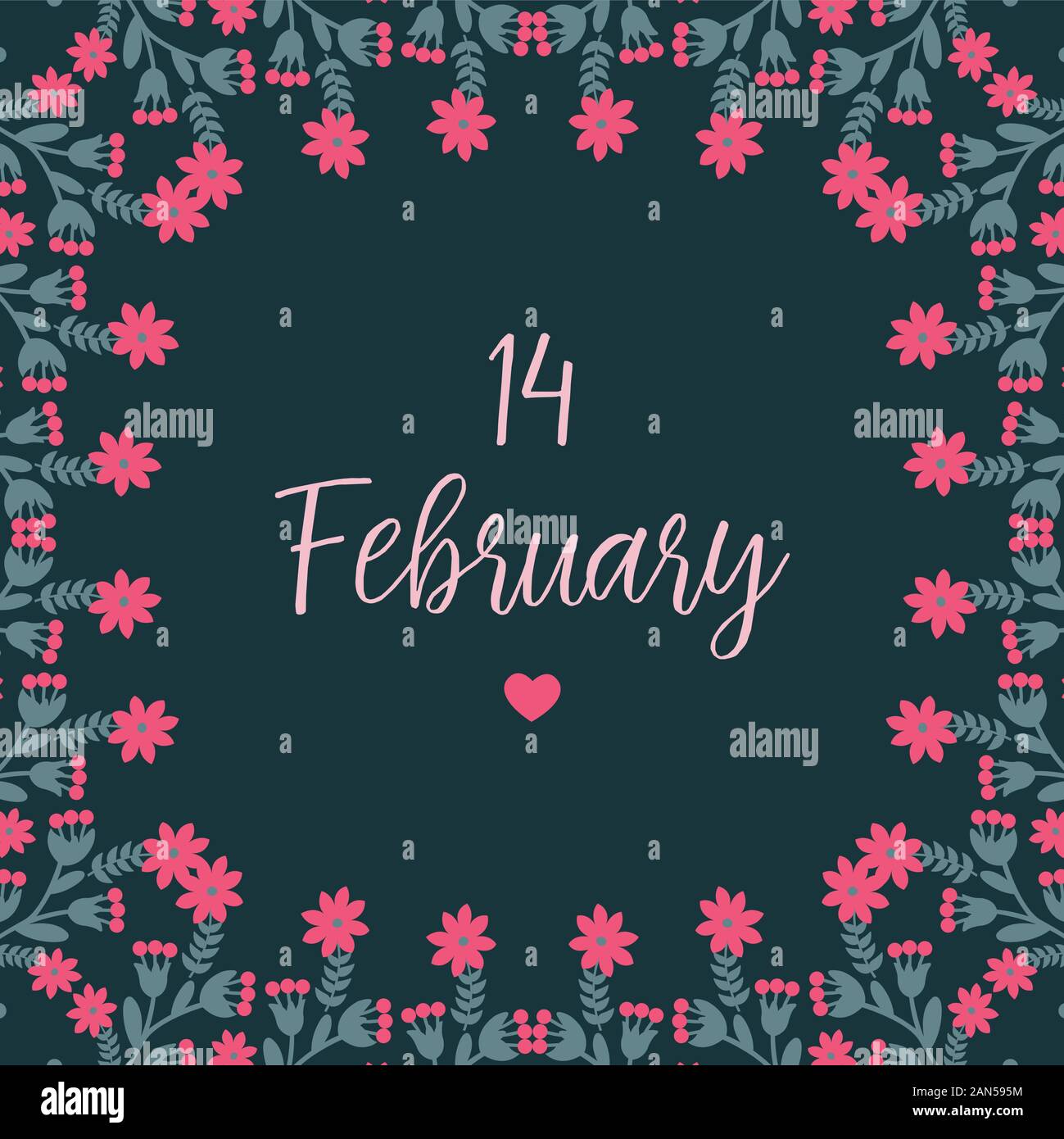 Simple shape Pattern of leaf and pink floral frame, for beautiful 14 ...