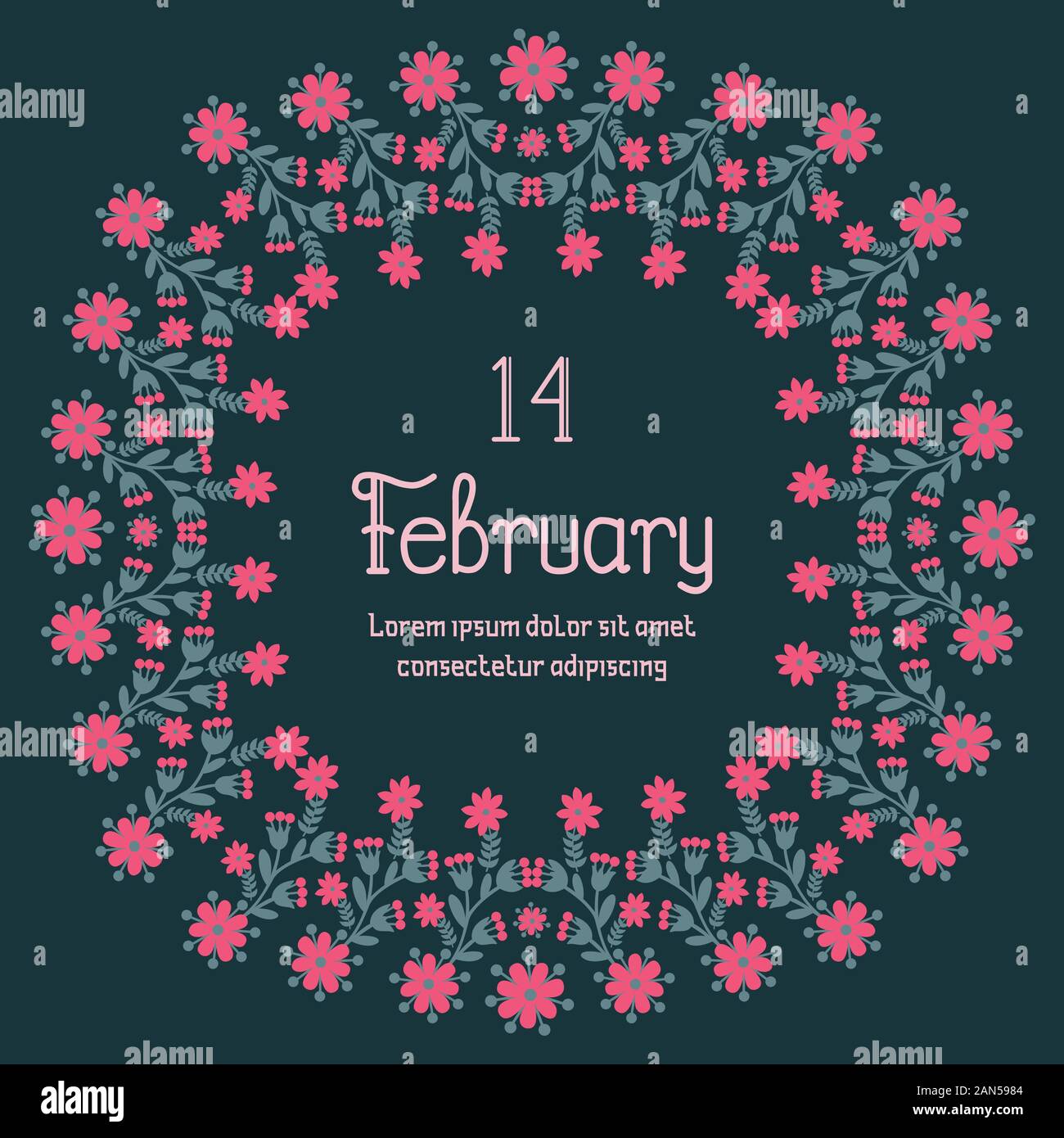 Simple shape Pattern of leaf and pink floral frame, for beautiful 14 ...