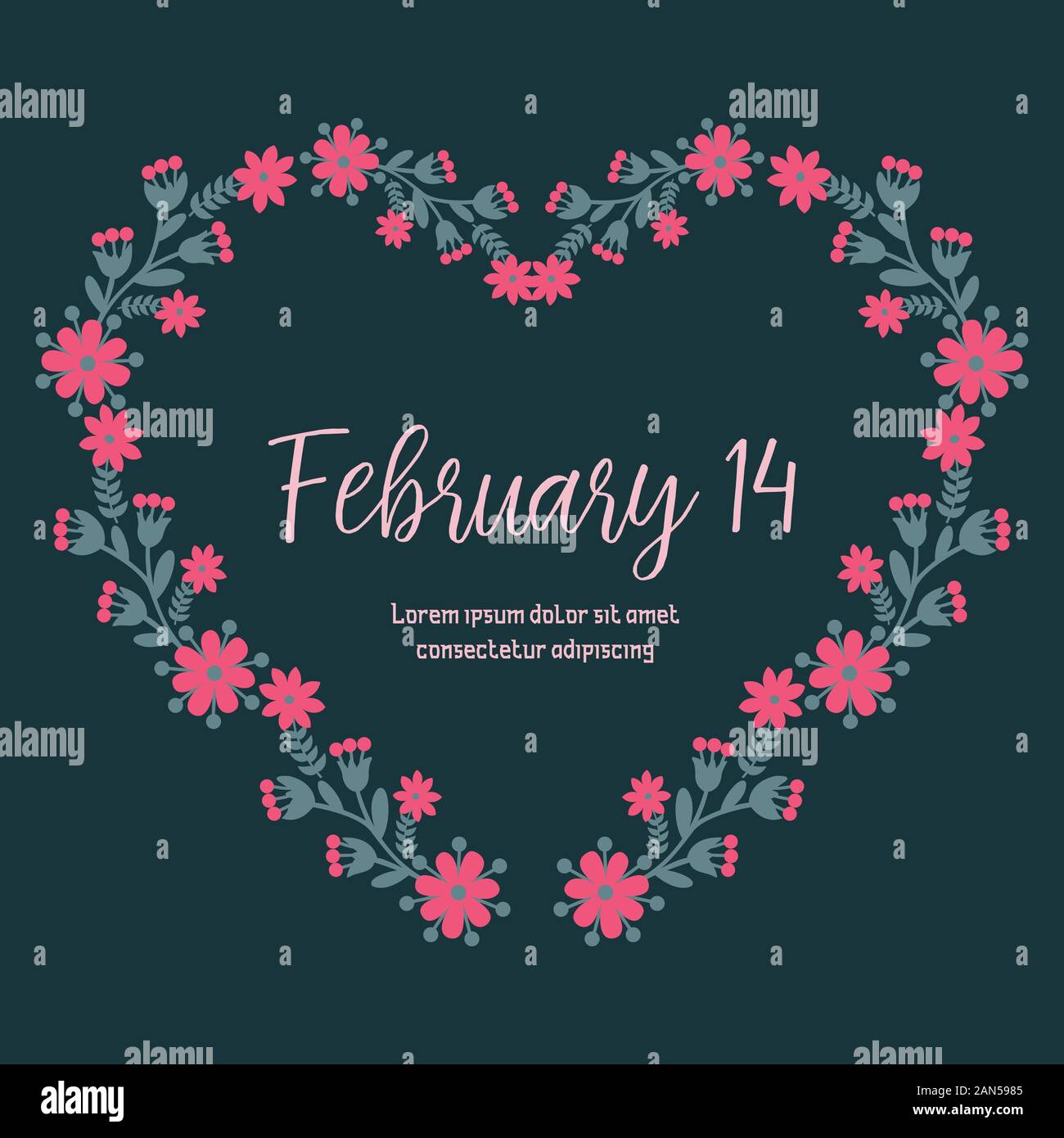 Simple shape Pattern of leaf and pink floral frame, for beautiful 14 ...