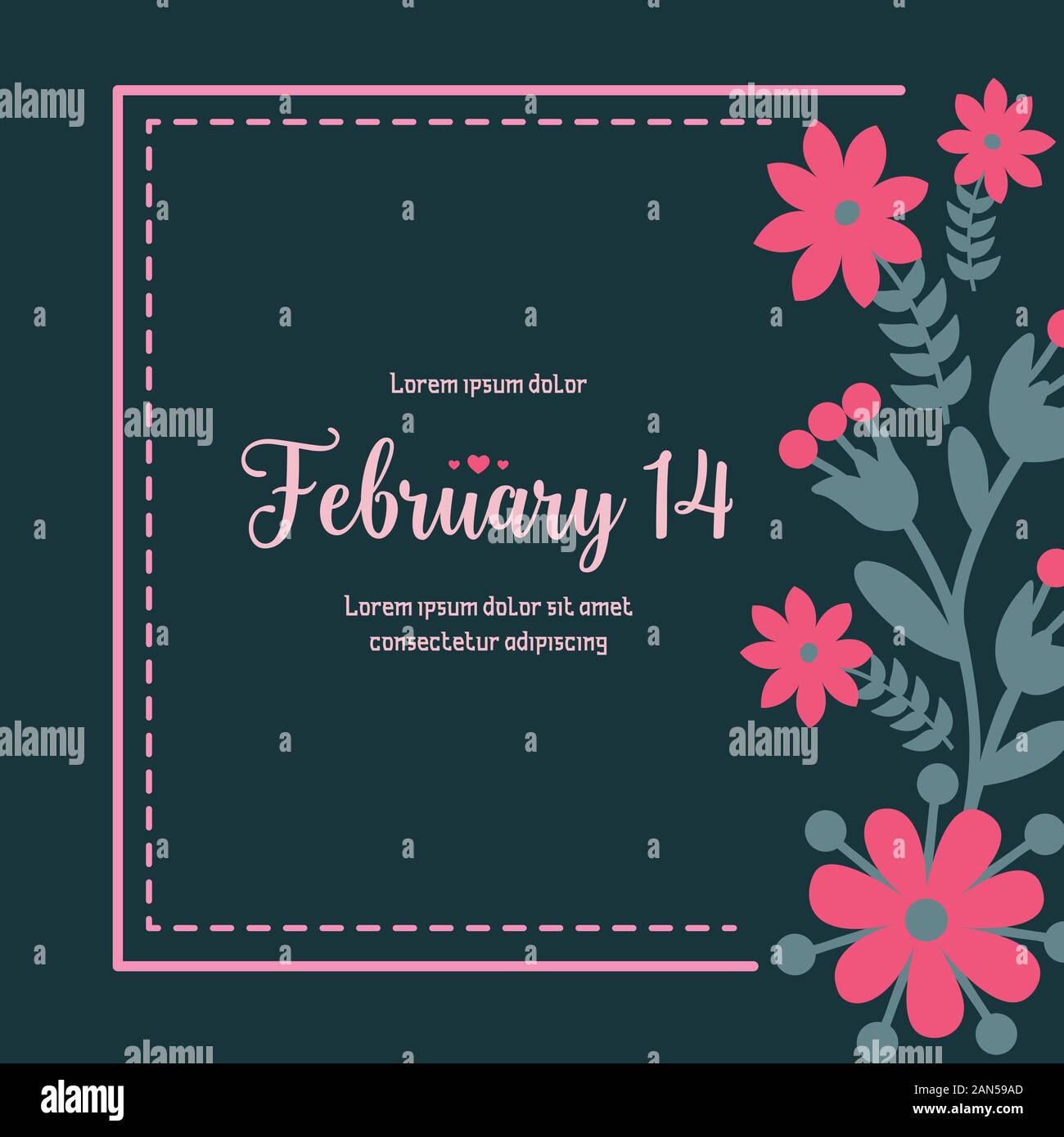 Simple shape Pattern of leaf and pink floral frame, for beautiful 14 ...