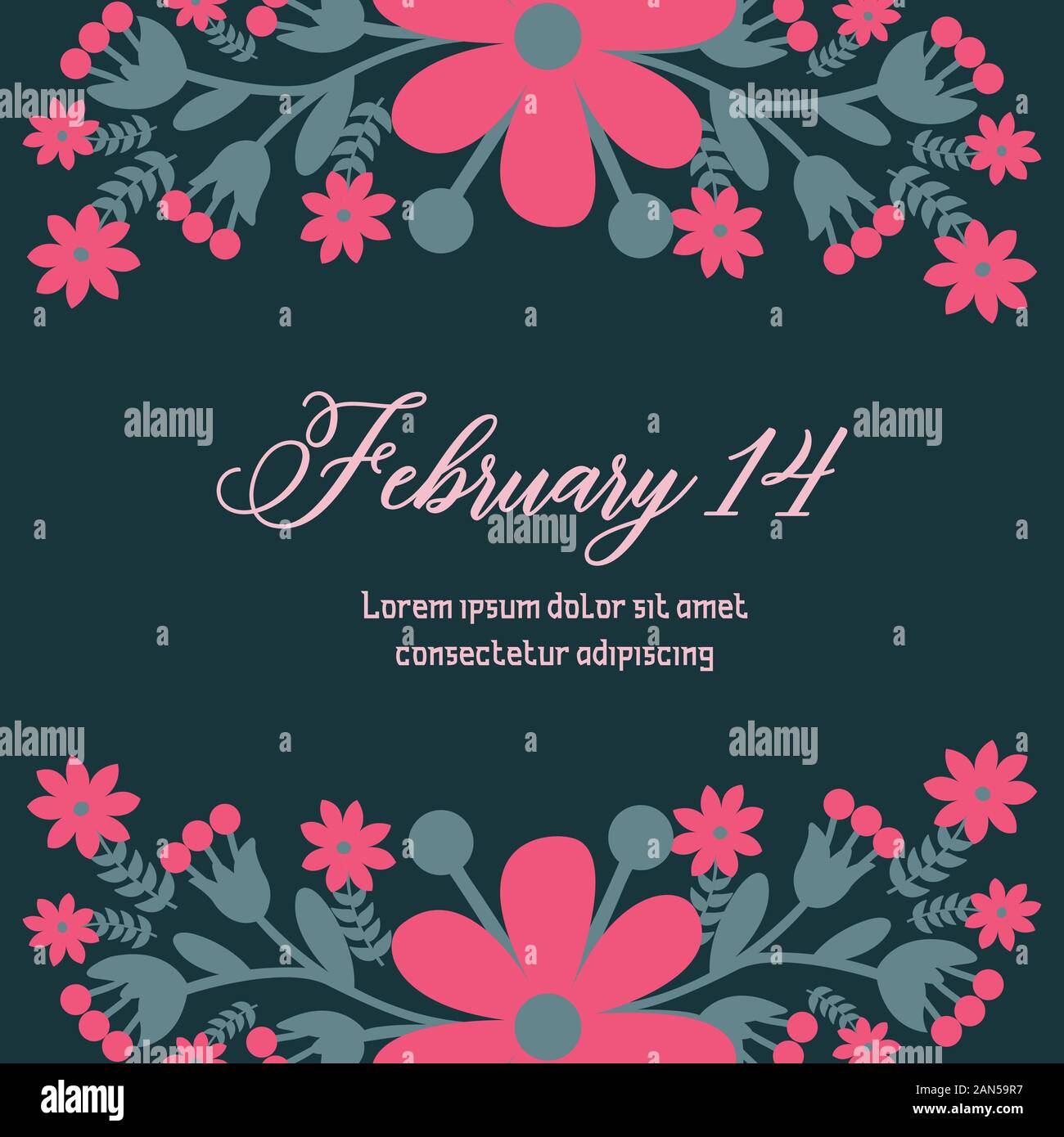 The 14 February celebration invitation card design with seamless ornate ...