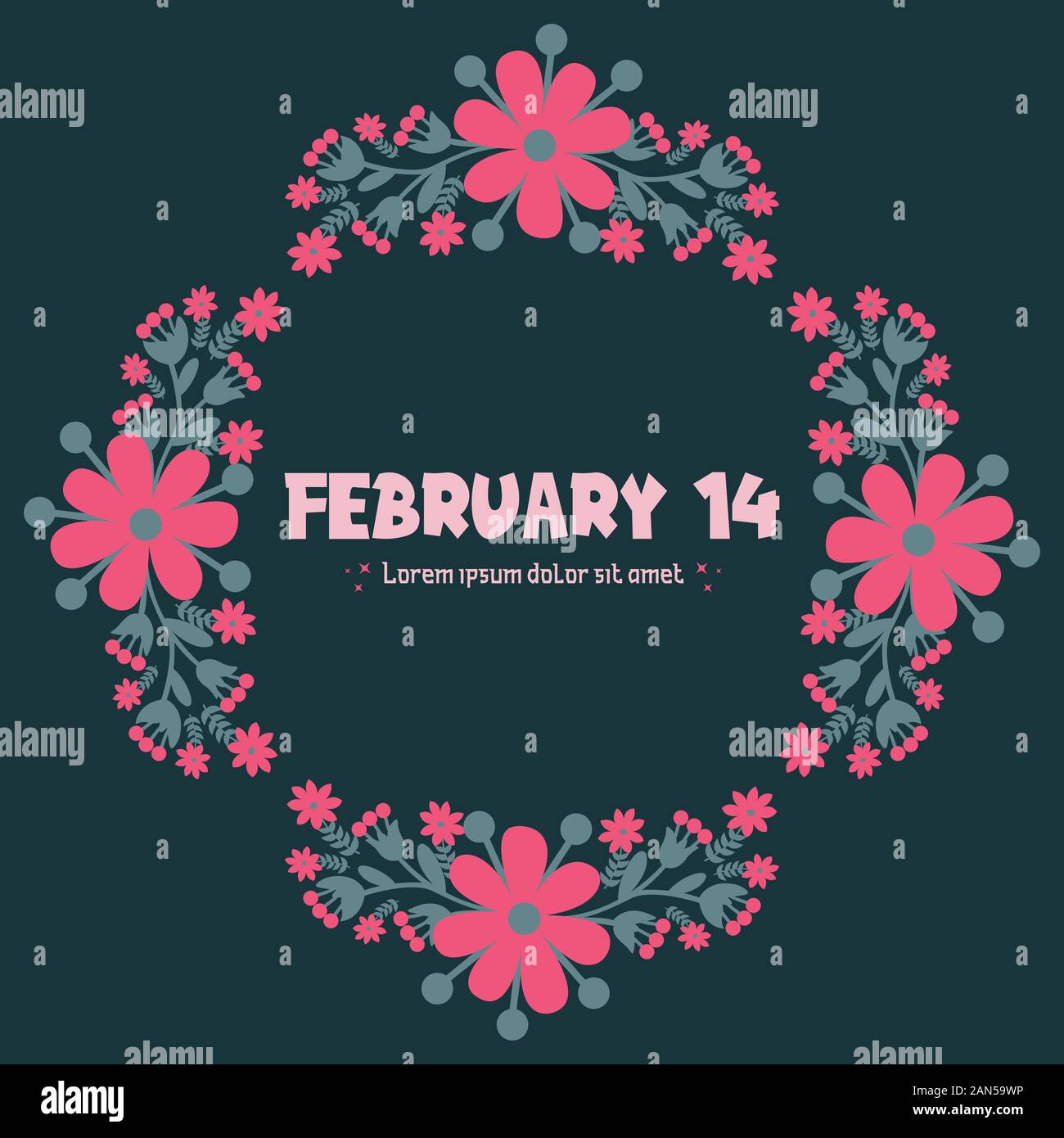 The 14 February celebration invitation card design with seamless ornate ...