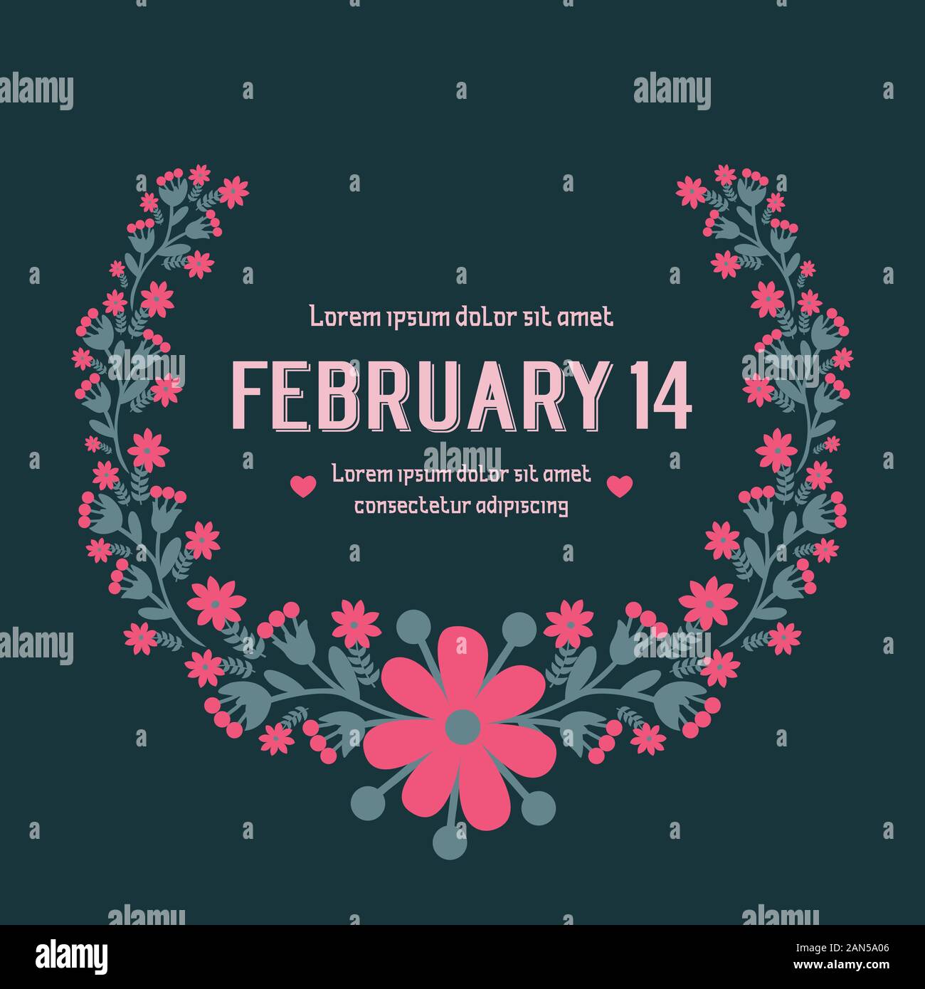 The 14 February celebration invitation card design with seamless ornate ...