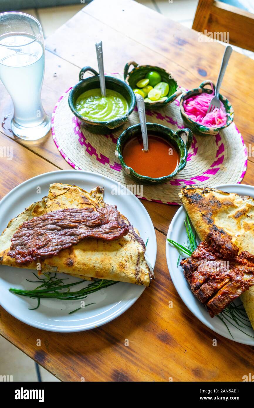 Mexican Traditional Food "Tlayuda" in Oaxaca, Mexico Stock Photo - Alamy