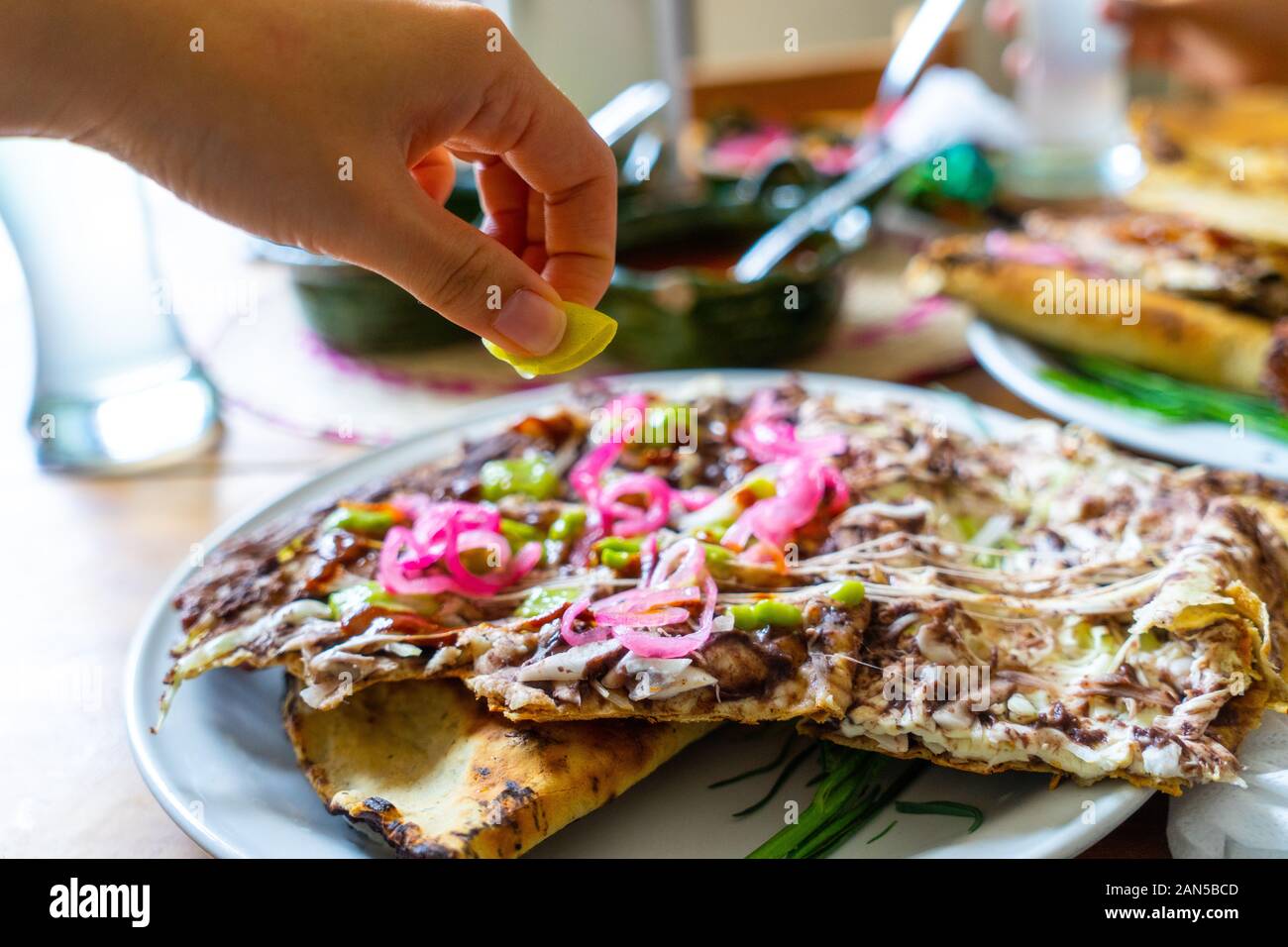 Mexican Traditional Food "Tlayuda" in Oaxaca, Mexico Stock Photo - Alamy