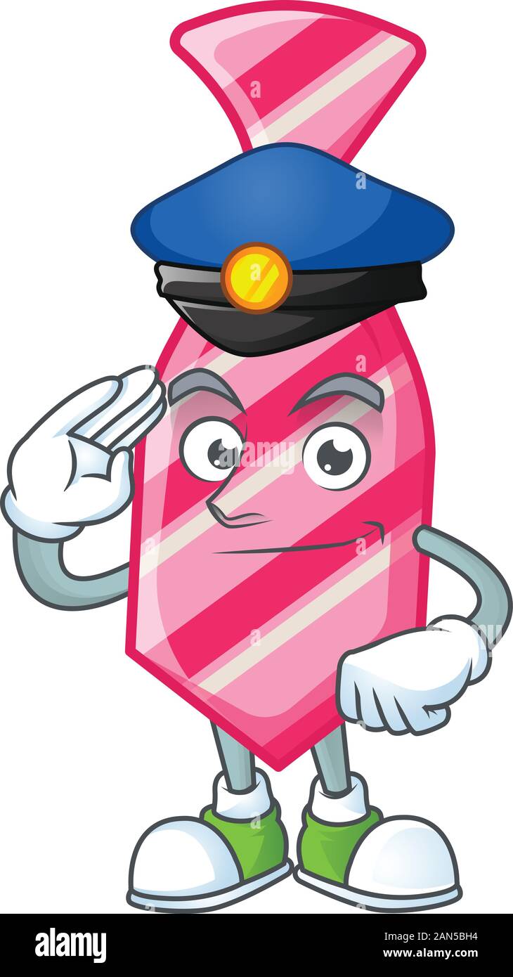 A character design of pink stripes tie in a Police officer costume ...
