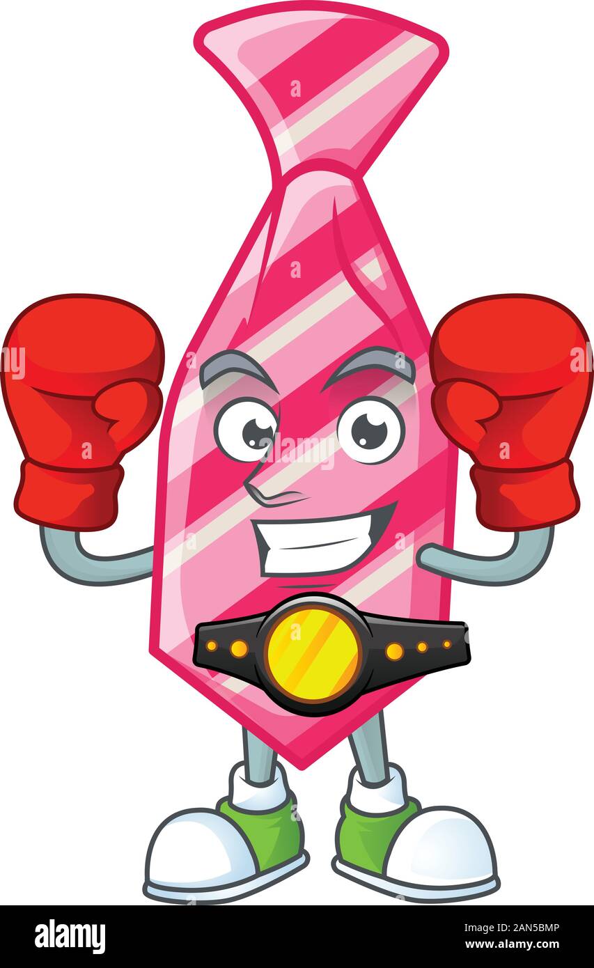 Happy Face Boxing pink stripes tie cartoon character design Stock ...